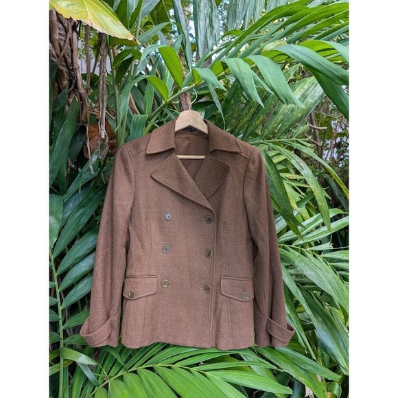 Theory | Jackets & Coats | Theory Peacoat Jacket Made In Usa Wool Brown ...